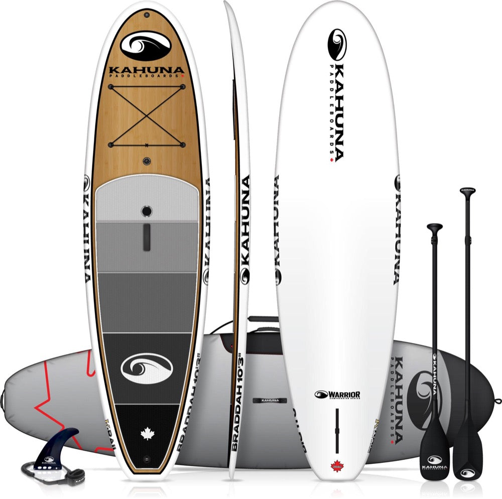 Kahuna 10'3" Warrior Braddah Bamboo Sup W/Carbon Paddle, Bag, Leash In ...